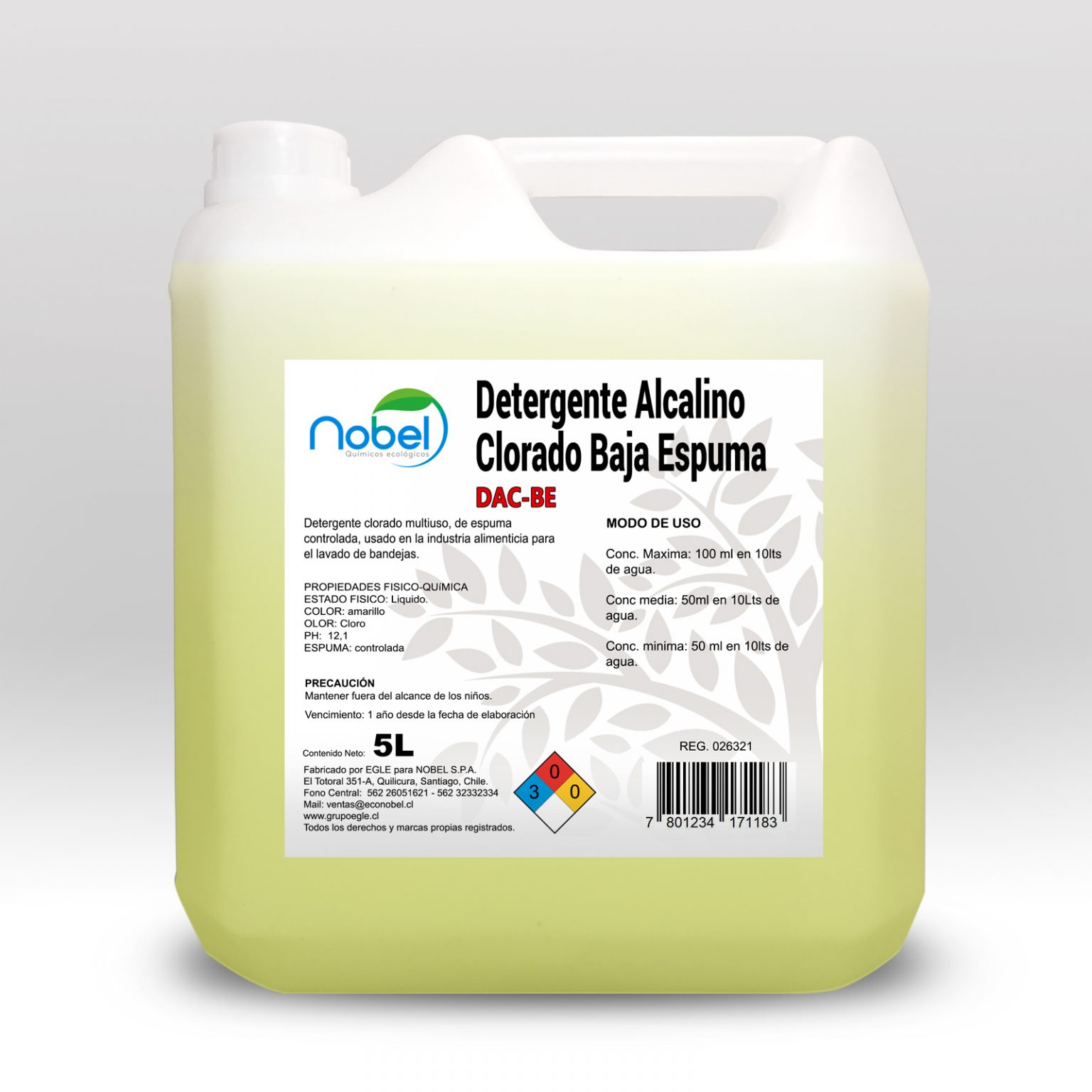 Detergente Alcalino Clorado Alta Espuma - Detergentes Nobel