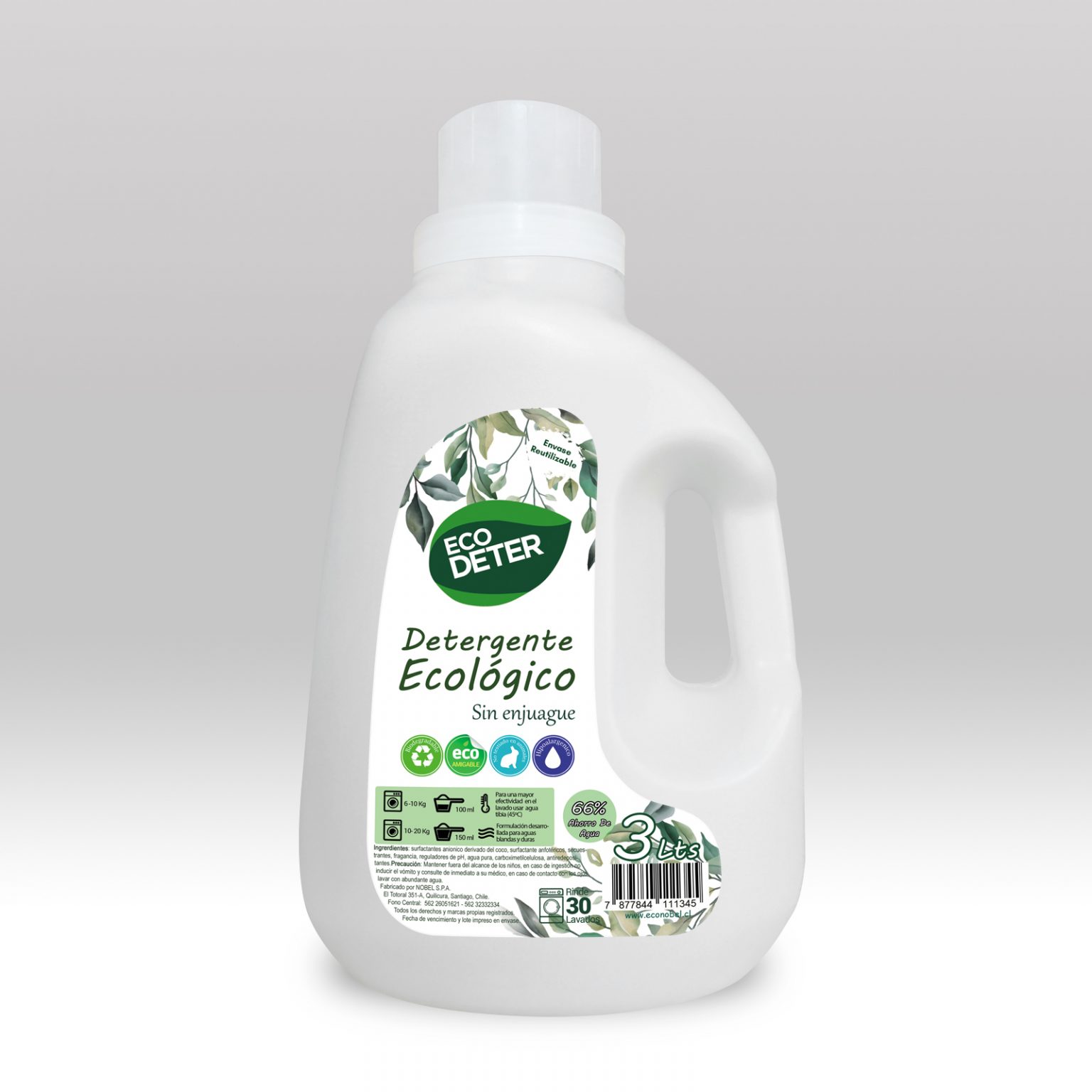 Detergente Ecológico Sin Enjuague 3L Eco Deter - Detergentes Nobel