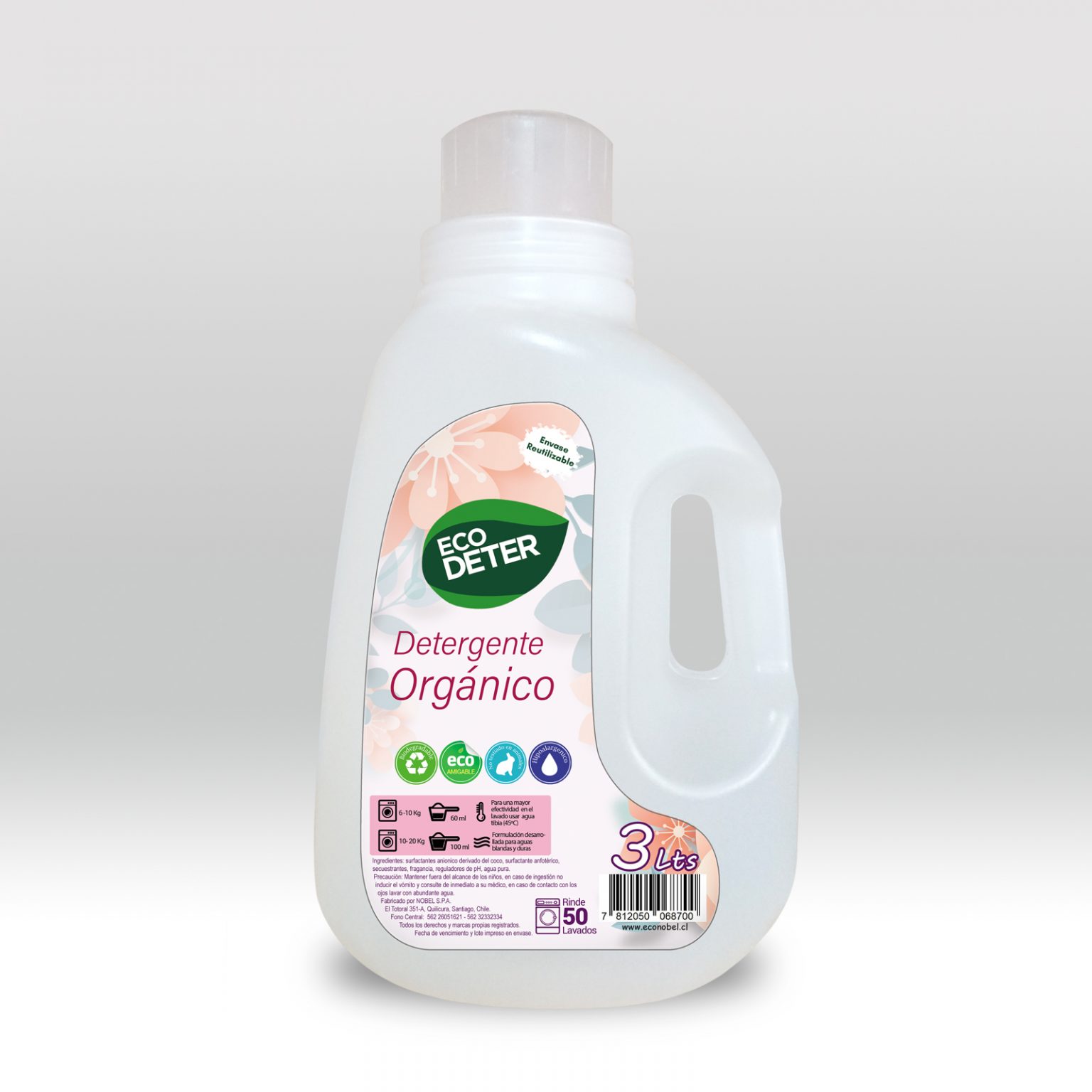 Detergente Líquido ecológico Orgánico Floral EcoDeter 5L - Detergentes ...
