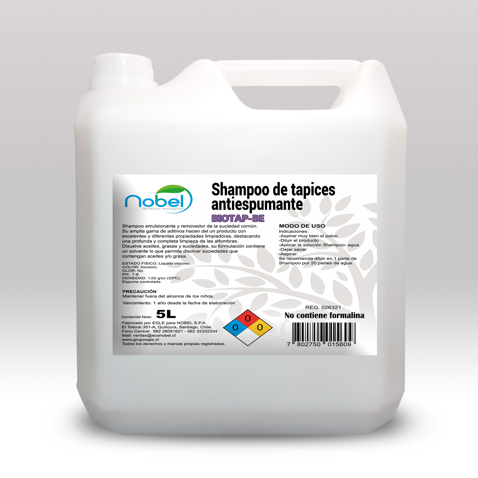 Shampoo Tapices Baja Espuma - Detergentes Nobel