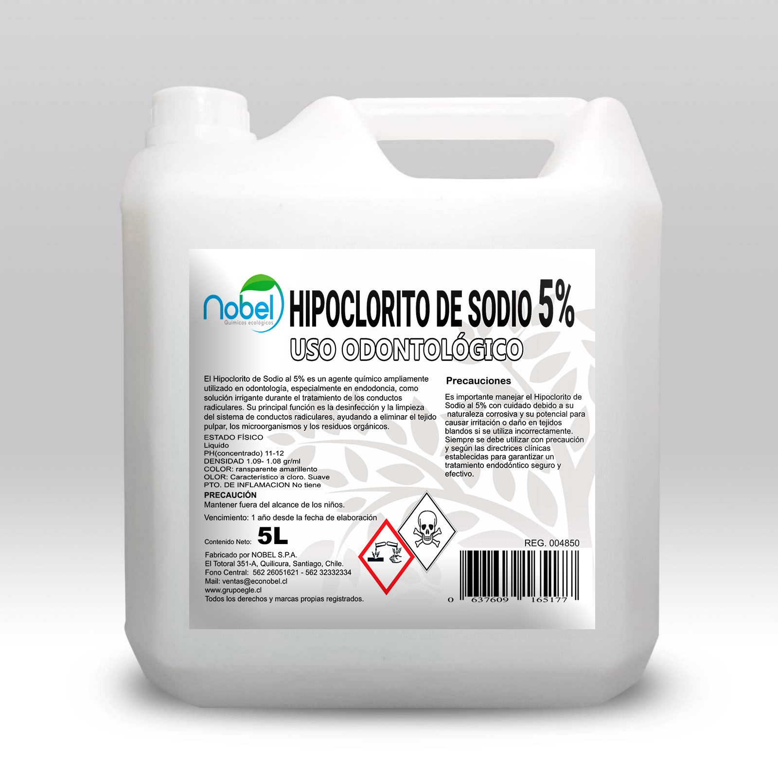 Hipoclorito De Sodio Al 5% De Uso Odontológico - Detergentes Nobel